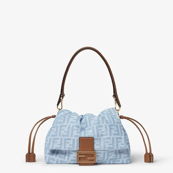 Fendi Baguette® Soft Medium Light Blue Ff Denim Bag